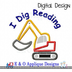 I Dig Reading Embroidery Design - Book Pillow Embroidery Design ...