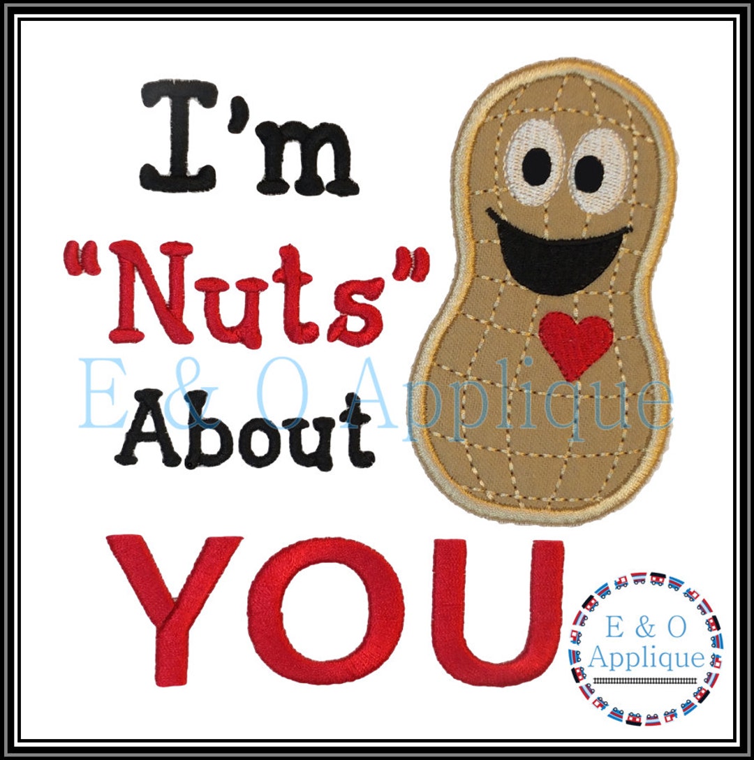 Valentine Embroidery Design - Nuts About You Applique Design ...