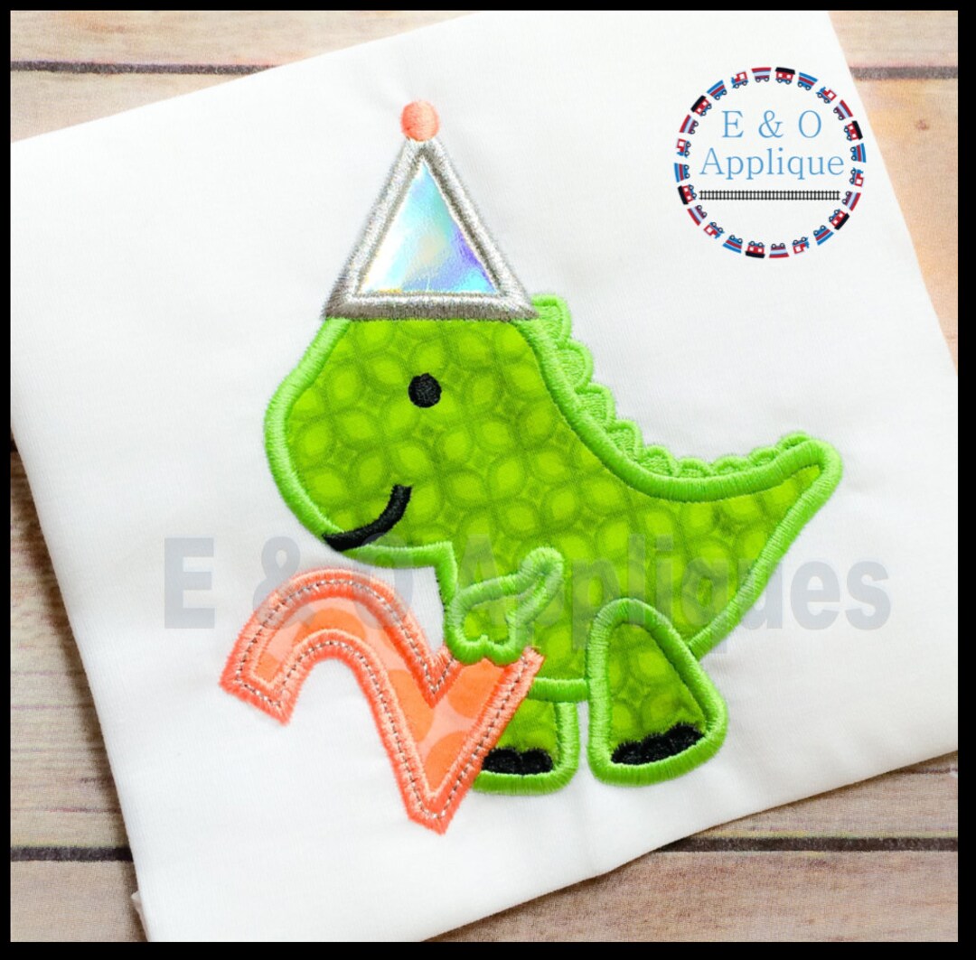 Dino Birthday Applique Design #2 - Dinosaur Applique Design - Birthday ...