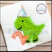 Dino Birthday Applique Design 2 Dinosaur Applique Design | Etsy