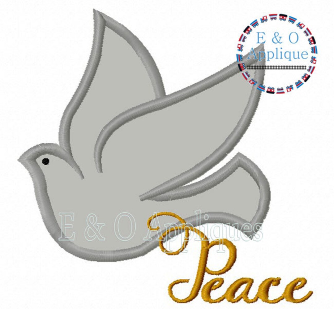 Dove Applique - Dove Peace Applique Design - Peace Embroidery Design ...