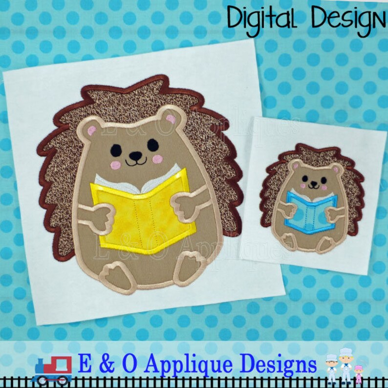 Hedgehog Applique Design - Hedgehog Embroidery Design - Reading Pillow ...