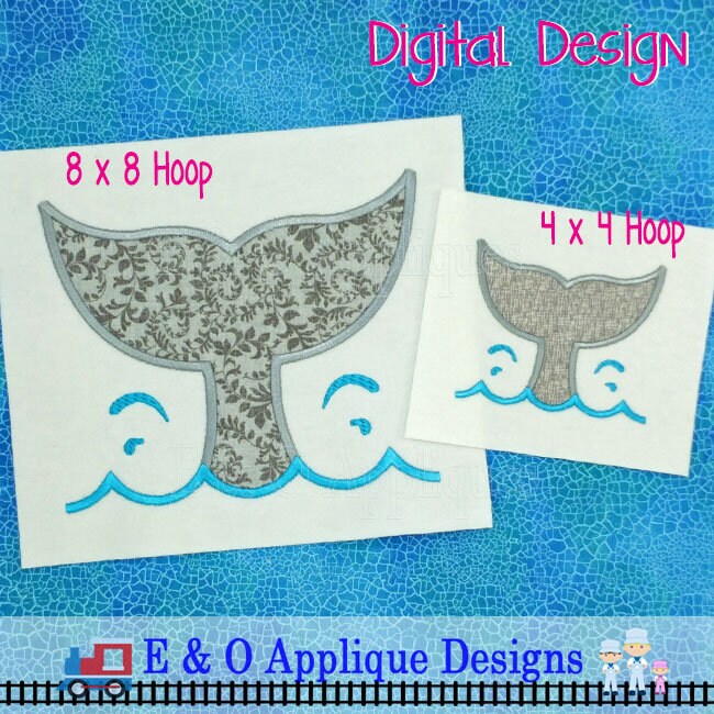 Whale Tail Applique Design - Whale Embroidery Design - Whale - Machine ...