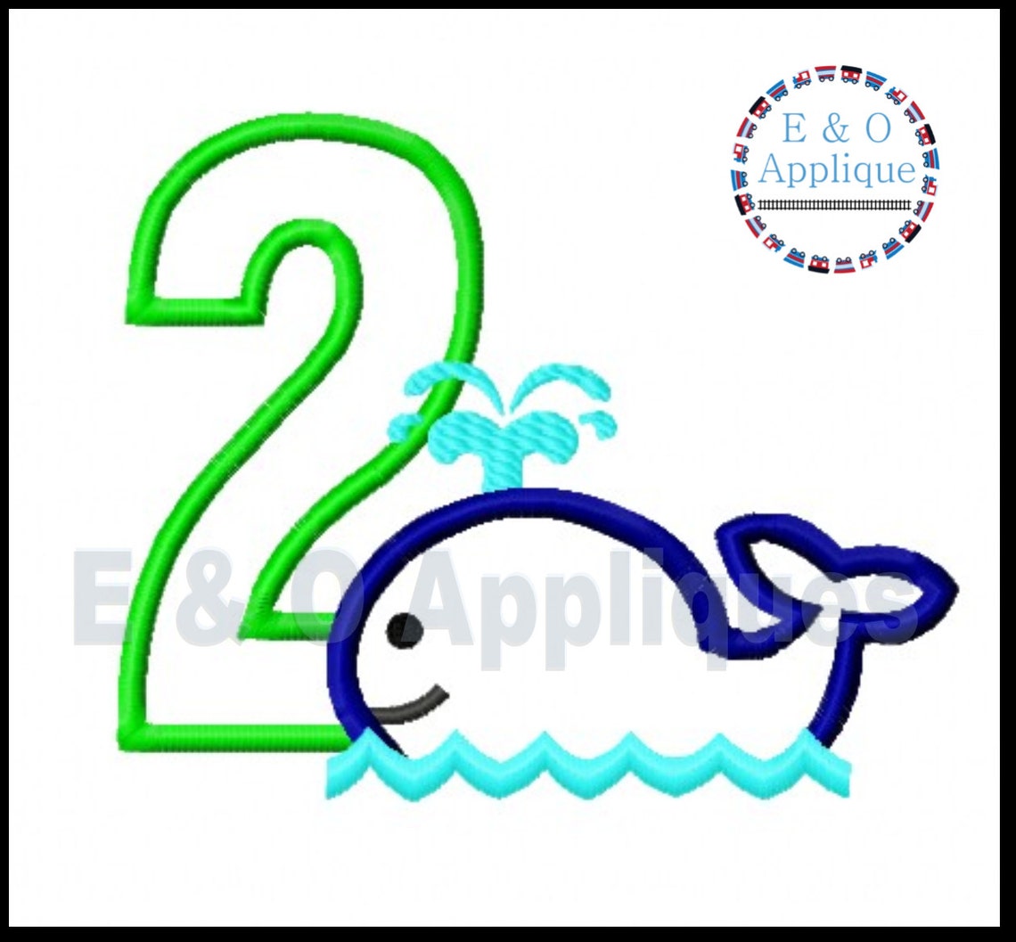 2 Whale Birthday Applique Whale Birthday Applique Summer | Etsy