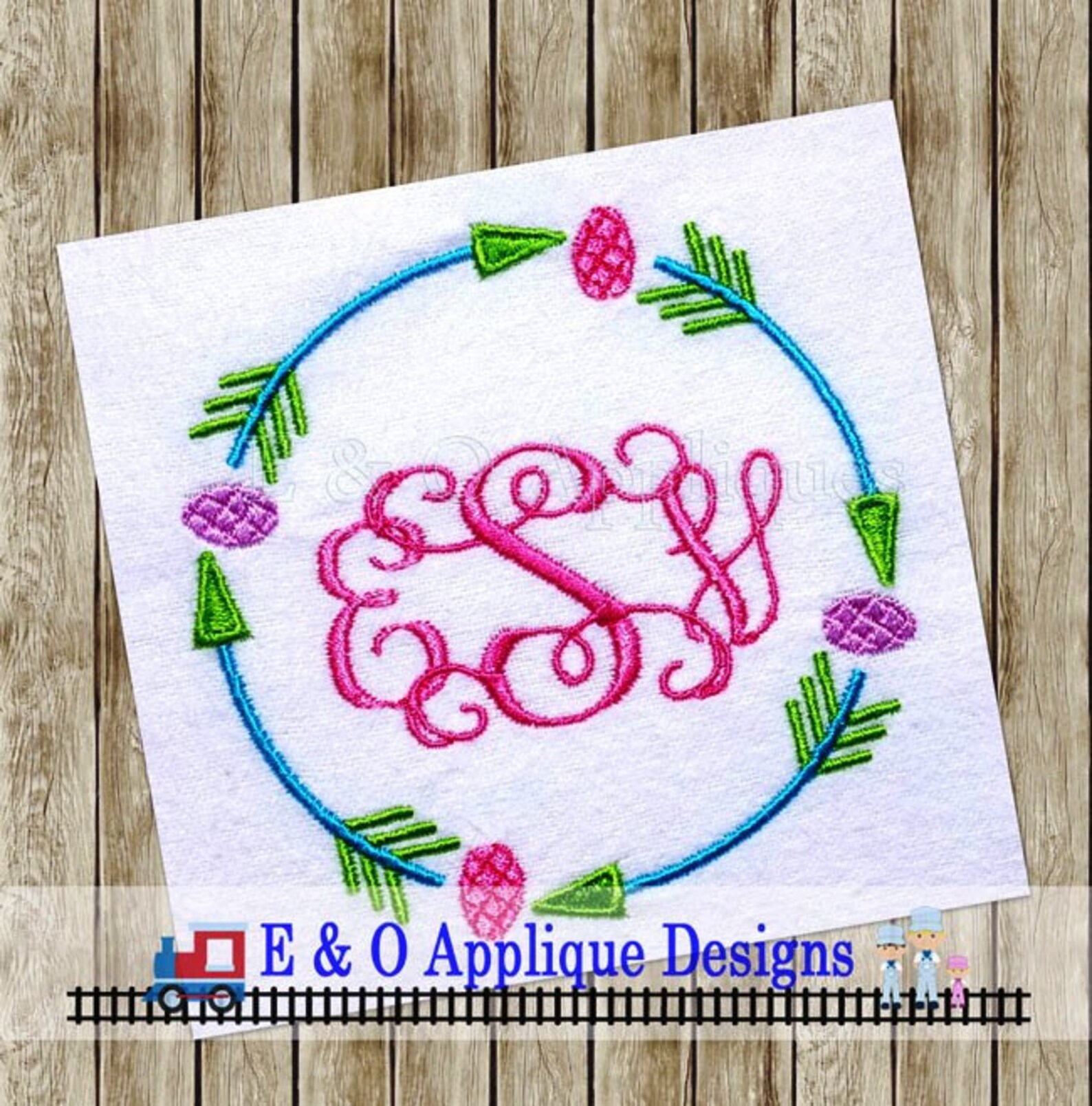 Arrow Easter Eggs Monogram Frame Digital Embroidery Design - Easter ...