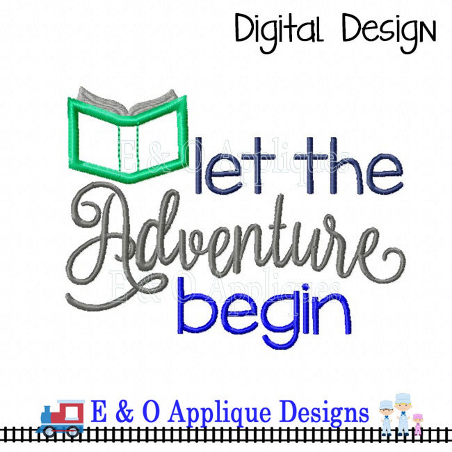 Let the Adventure Begin Embroidery Design - Book Pillow Embroidery ...
