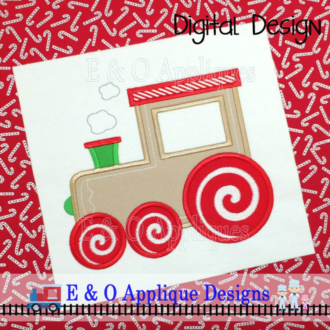 Christmas Train Applique Embroidery Design - Gingerbread Train Applique ...