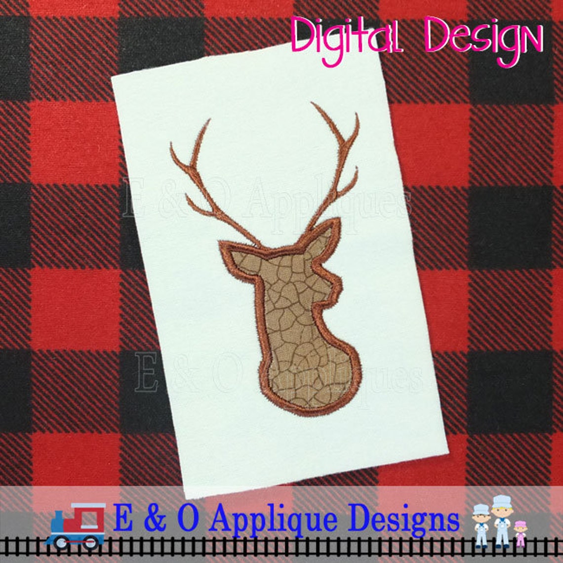 Deer Head Applique Embroidery Design - Deer Head Silhouette Applique ...