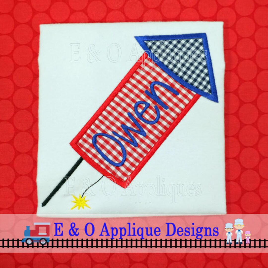 4th of July Firecracker Applique Embroidery Design for Kids - Patriotic ...