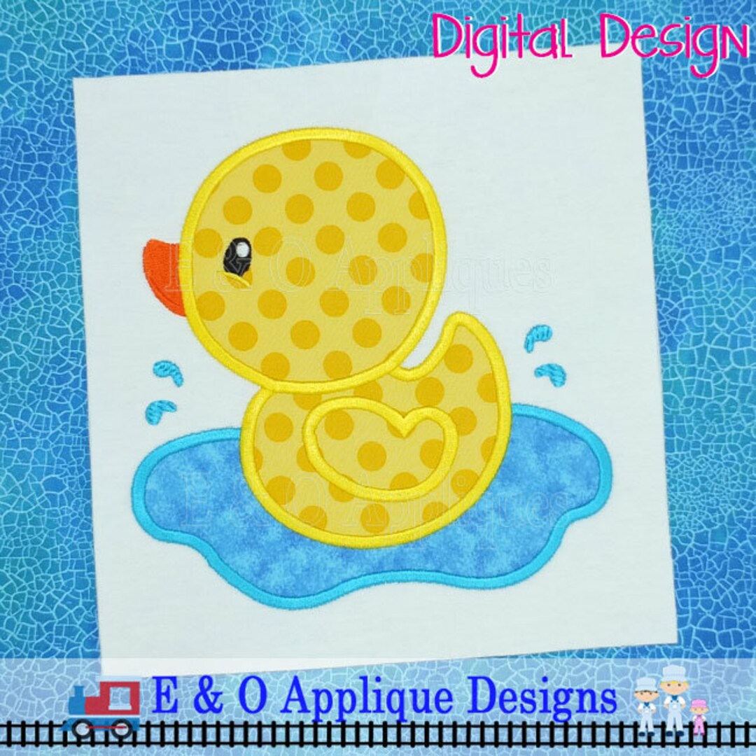 Rubber Duck Applique Design - Duck Embroidery Design - Machine ...