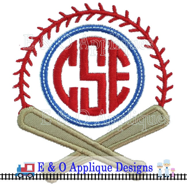 Baseball Monogram Applique Design - Baseball Applique Design - Baseball ...