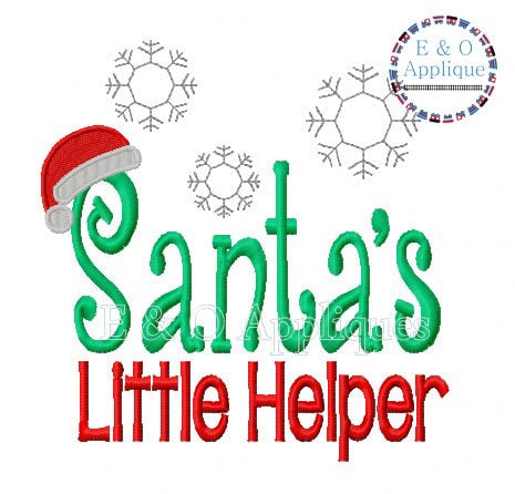 Santa's Little Helper Embroidery Design Santa Applique | Etsy