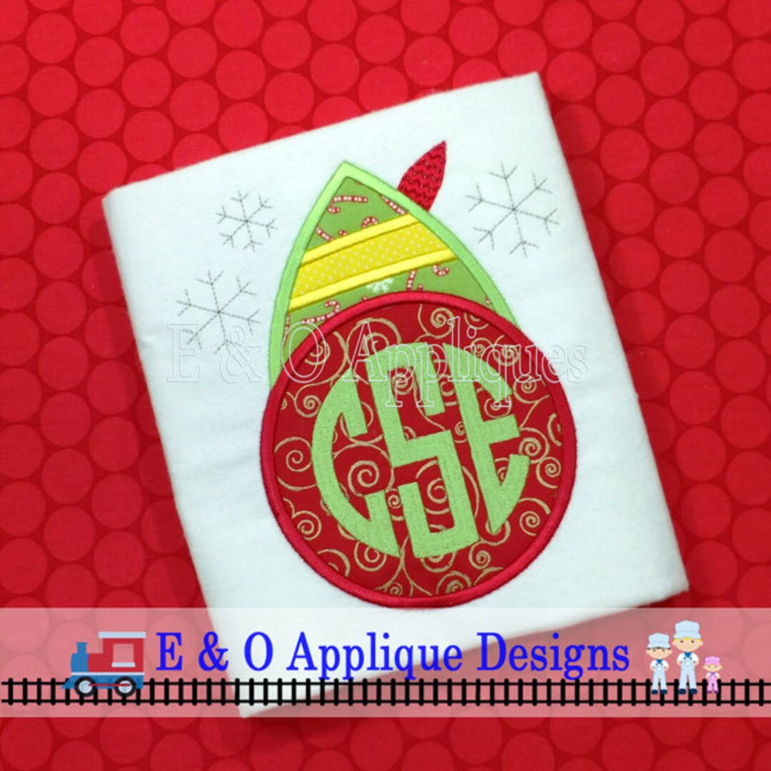 Elf Hat Monogram Frame Applique Design - Monogram Embroidery Design ...