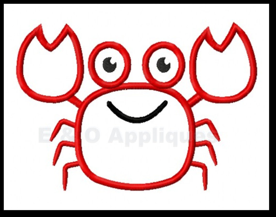 Crab Applique Design - Crab Embroidery Design - Summer Applique Design ...