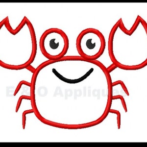 Crab Applique Design - Crab Embroidery Design - Summer Applique Design ...