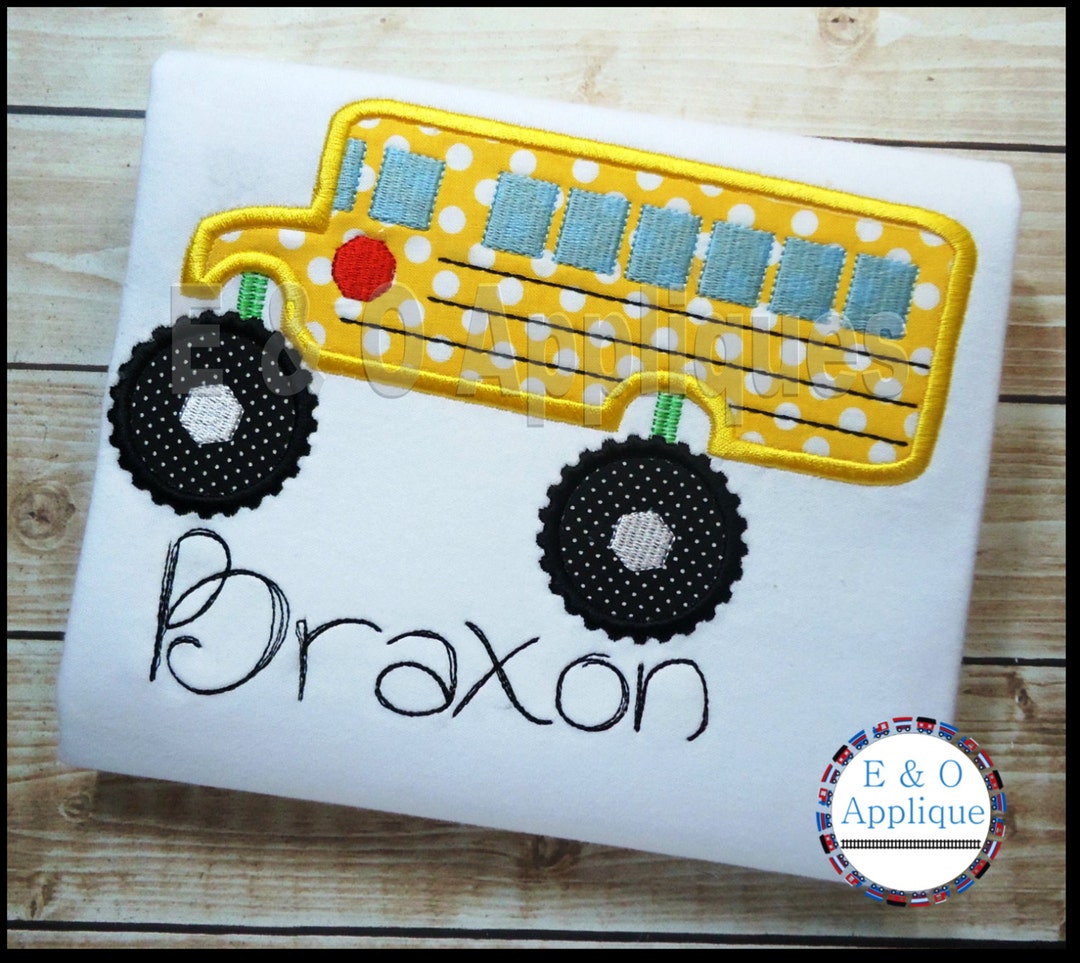 Monster Bus Applique - Back to School Applique - School Bus Applique ...
