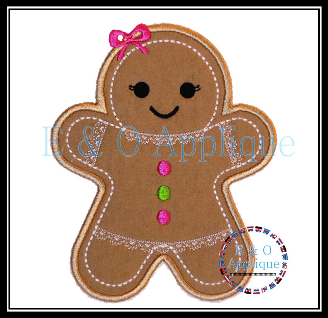 Gingerbread Girl Applique Design - Gingerbread Girl Embroidery Design ...