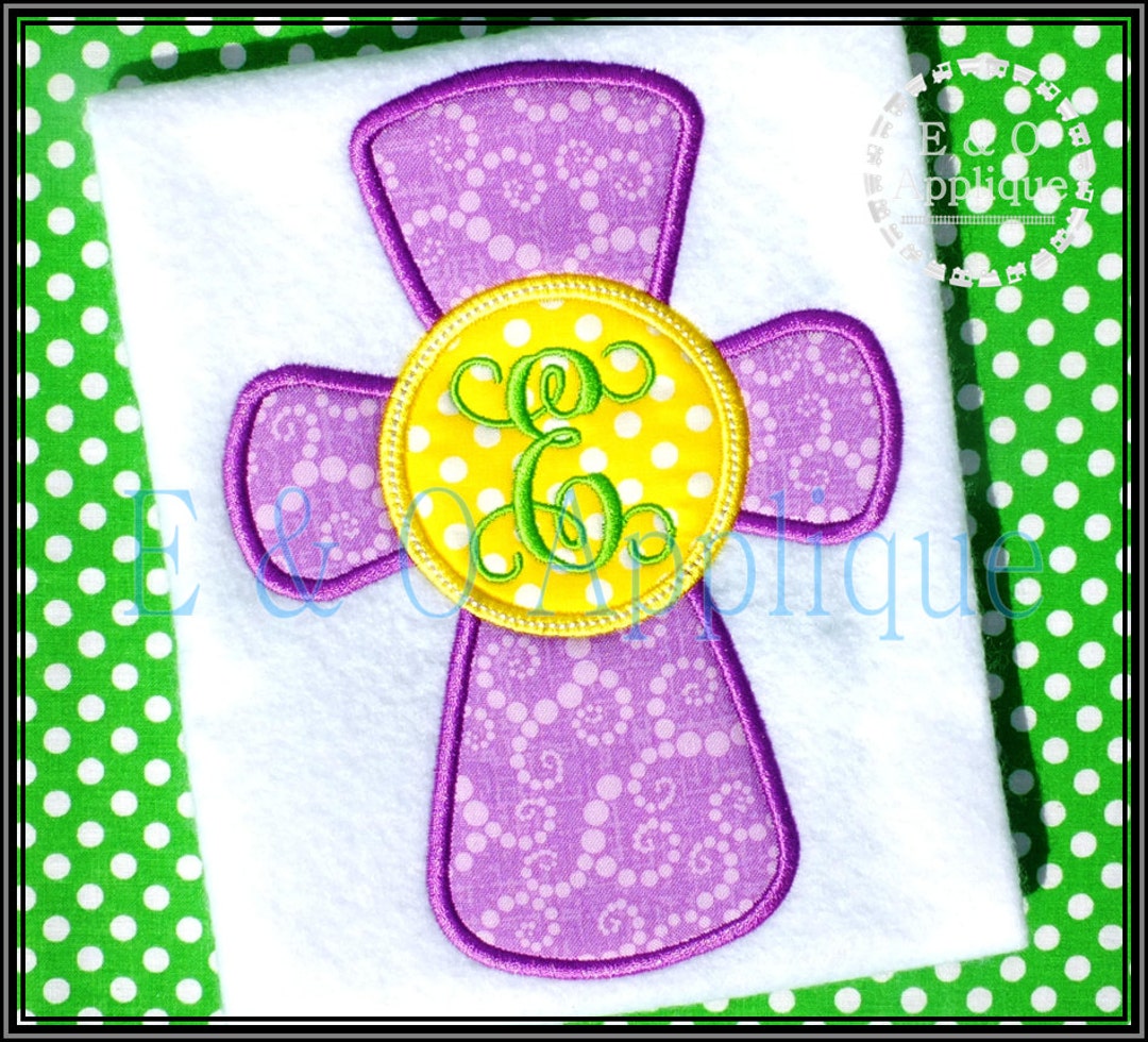 Cross Monogram Applique Design - Cross Applique Design - Easter Cross ...
