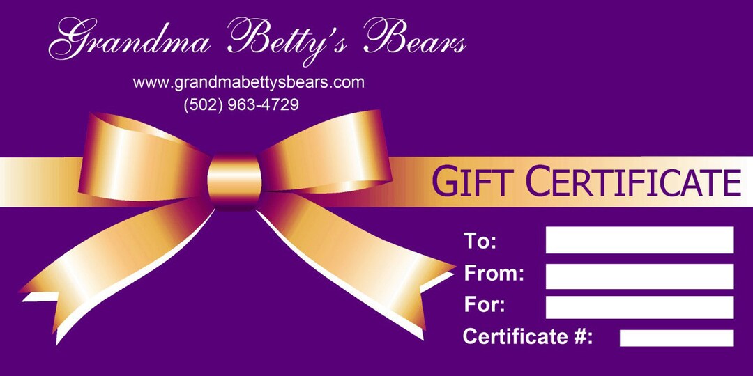 Memory Bears Gift Certificate - Etsy