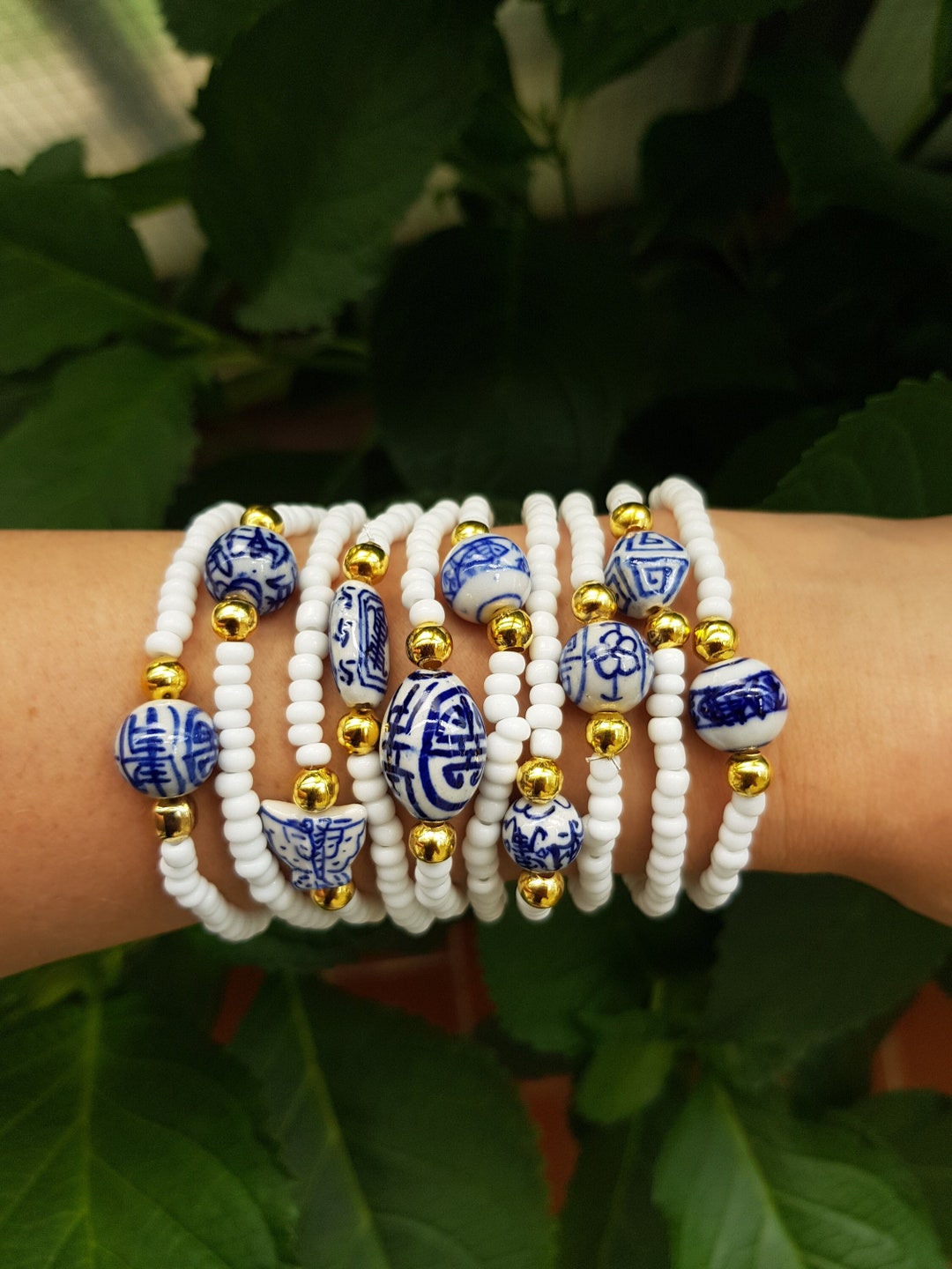 Blue and White Friendship Bracelets Boho Chic Summer - Etsy