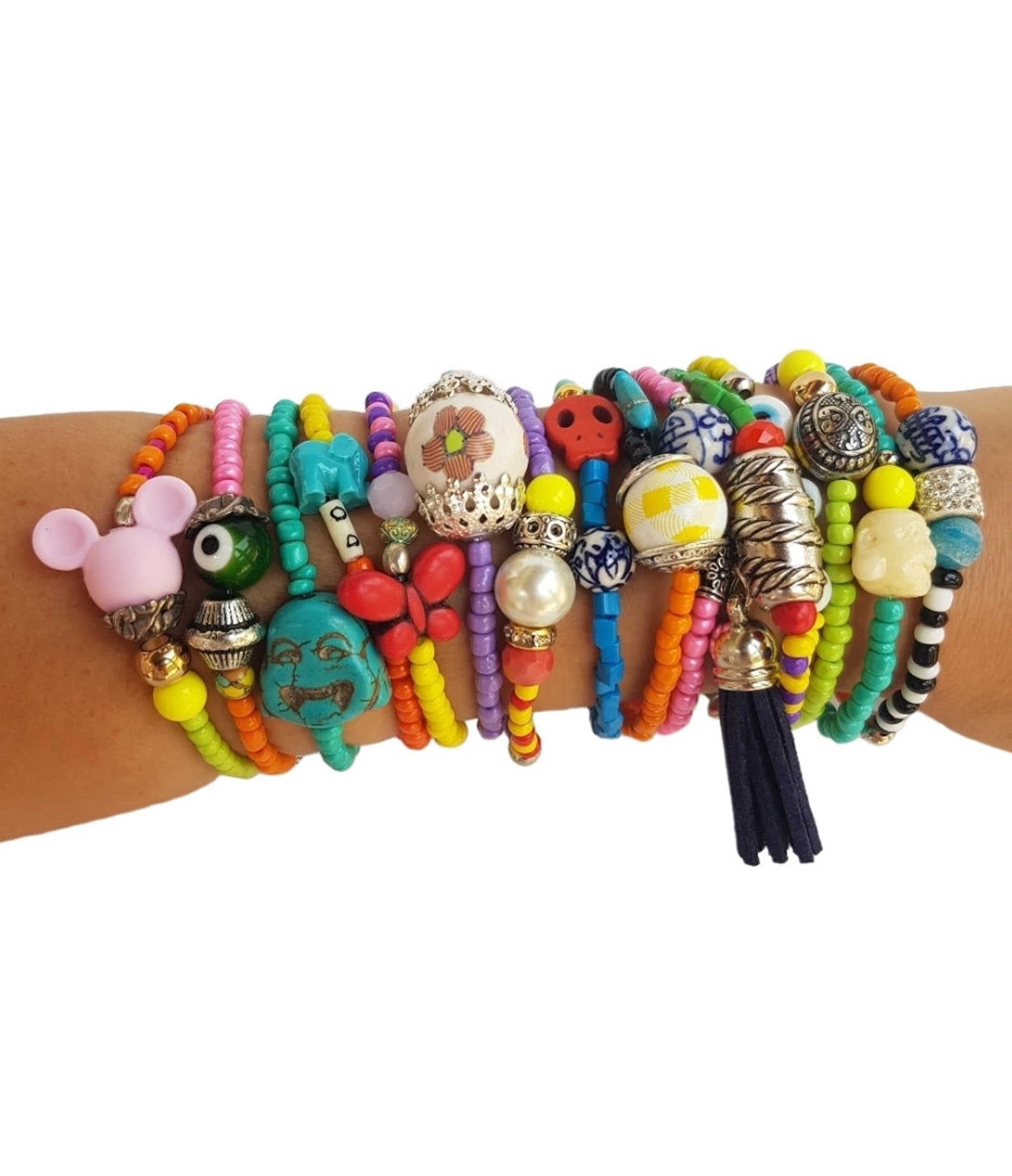 15 Boho Chic Bracelets - Stretch Bracelets - Layered Jewelry - Bohemian ...