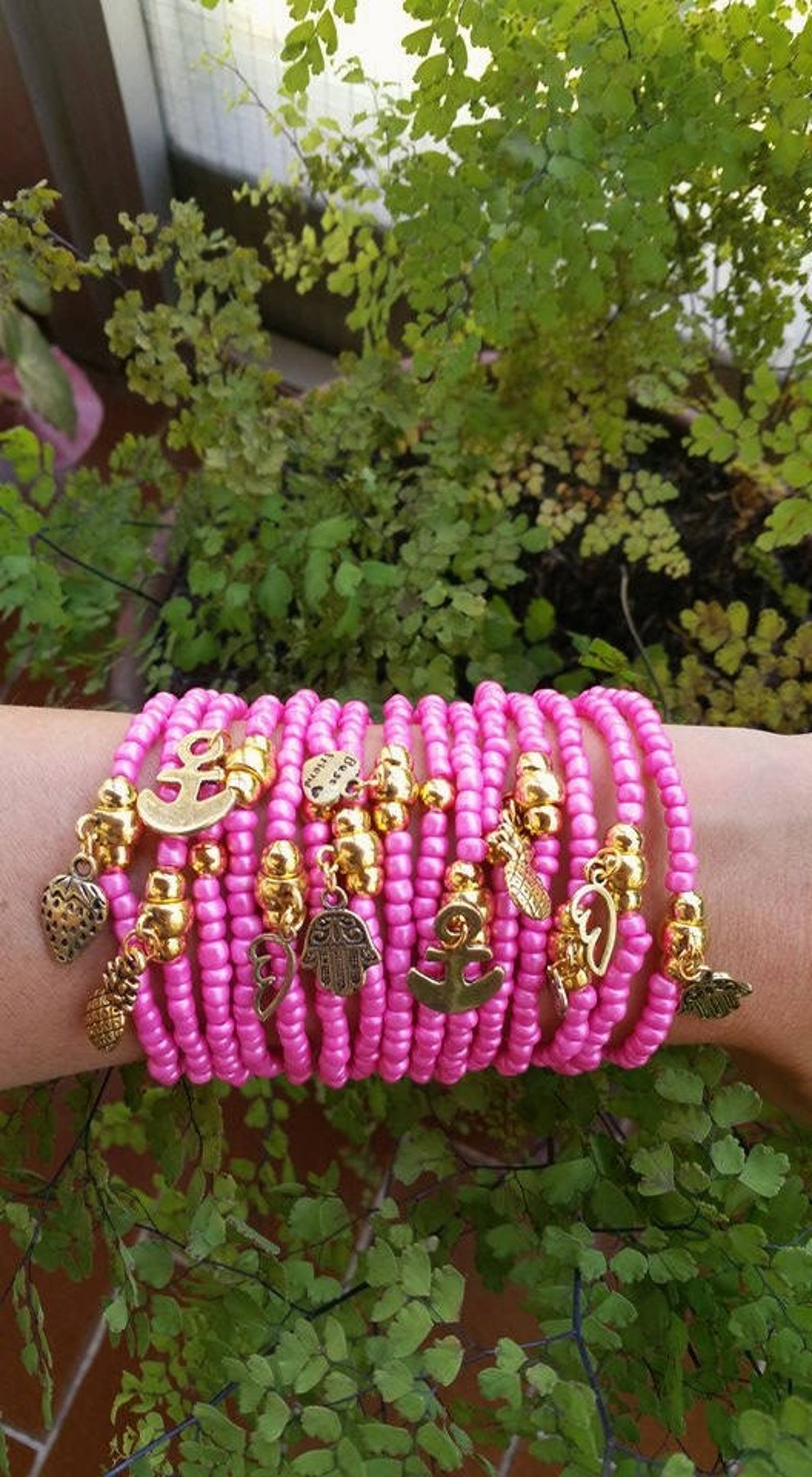 15 Pink Bracelet - Stackable Bracelet - Friendship Bracelets - Stretch ...