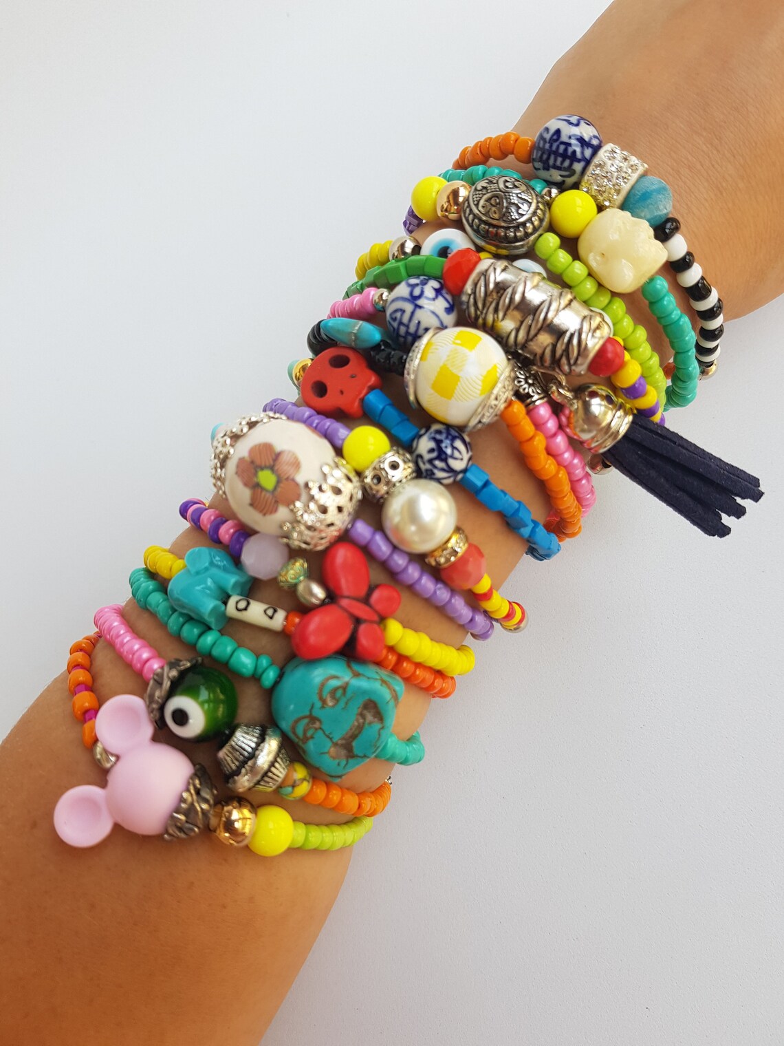 15 Boho Chic Bracelets - Stretch Bracelets - Layered Jewelry - Bohemian ...