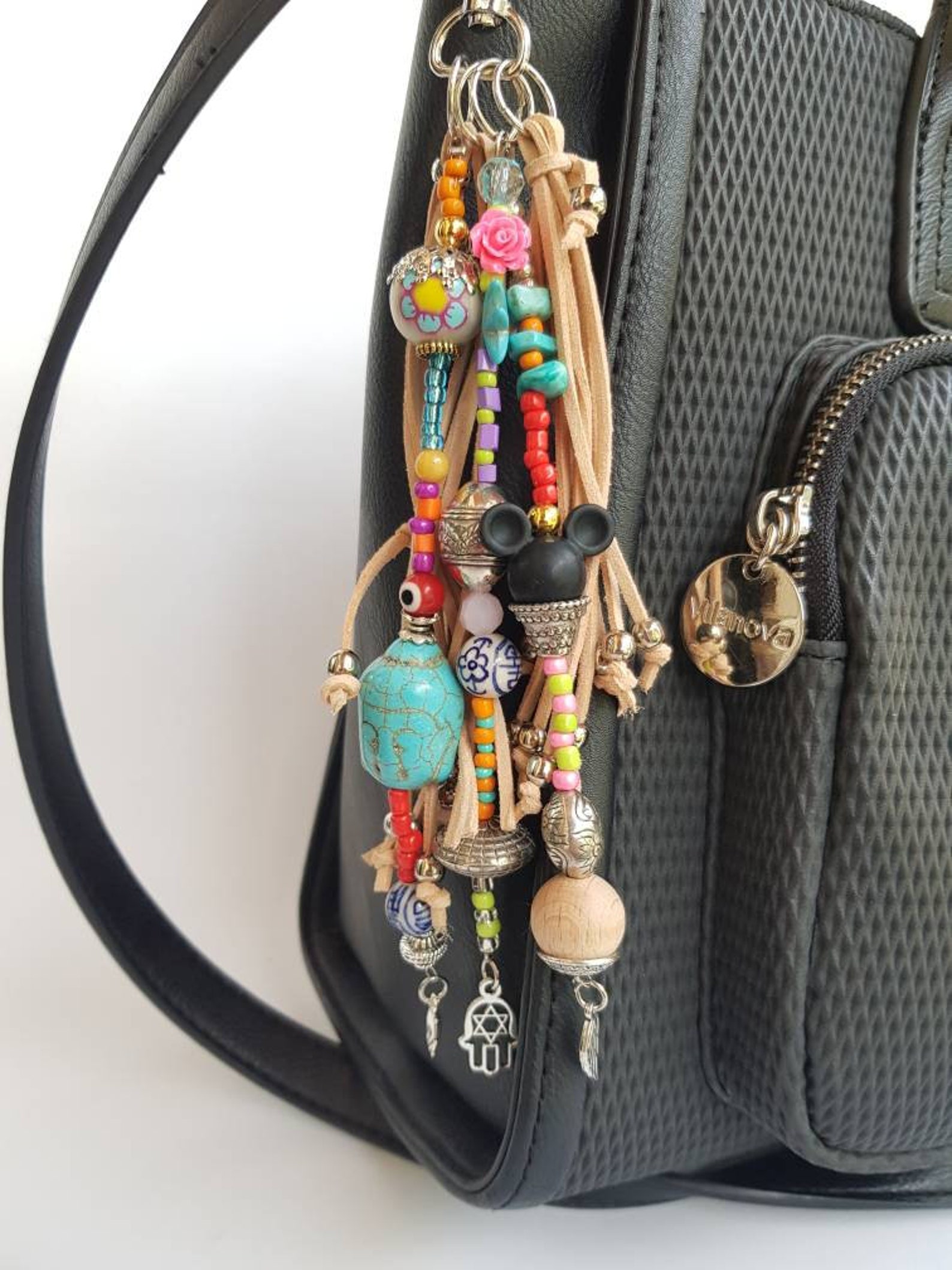 Suede Zipper Pulls Boho Bag With Fringe Leather Tassel Key - Etsy