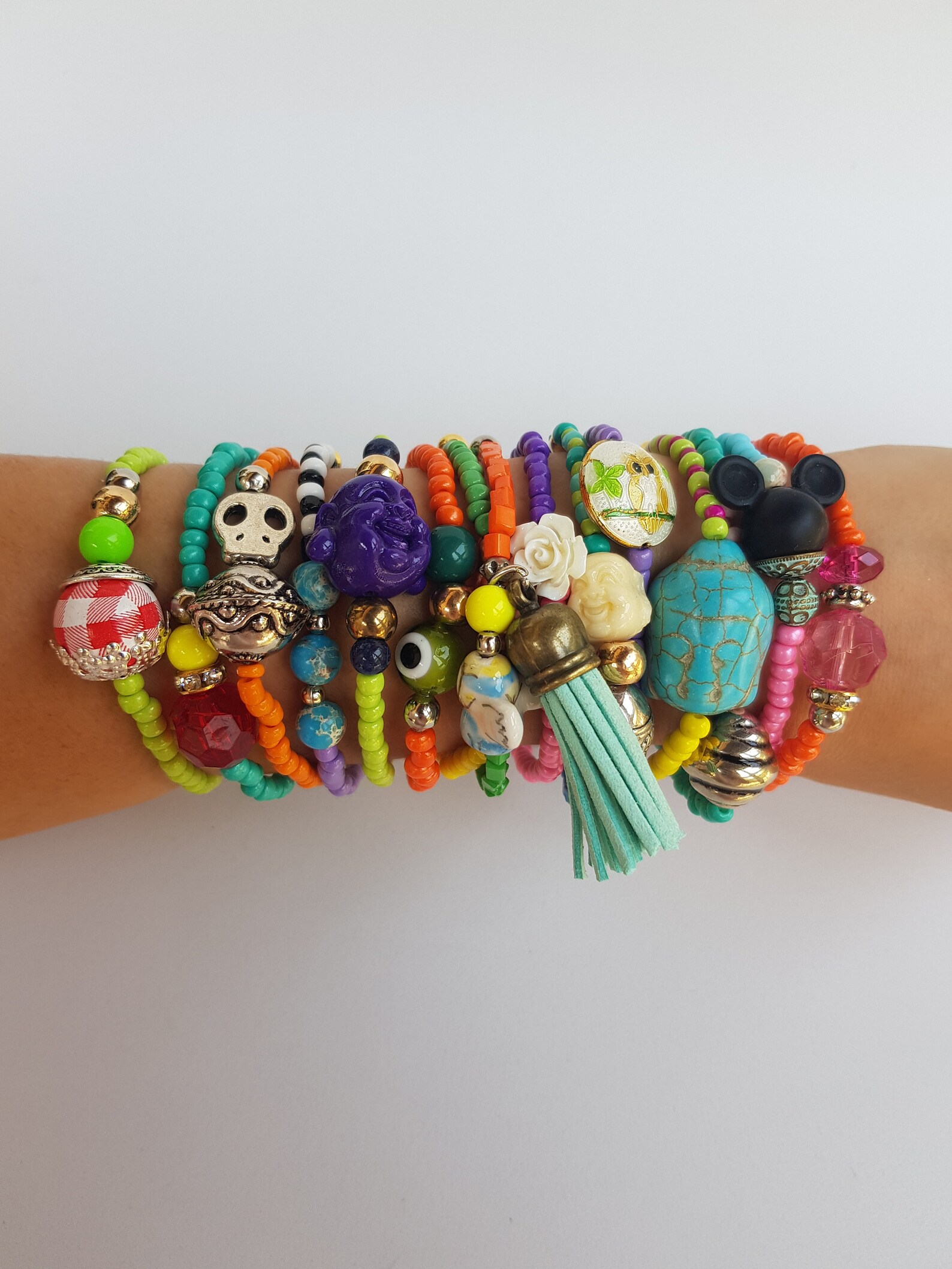 15 Boho Chic Bracelets Stretch Bracelets Layered Jewelry - Etsy