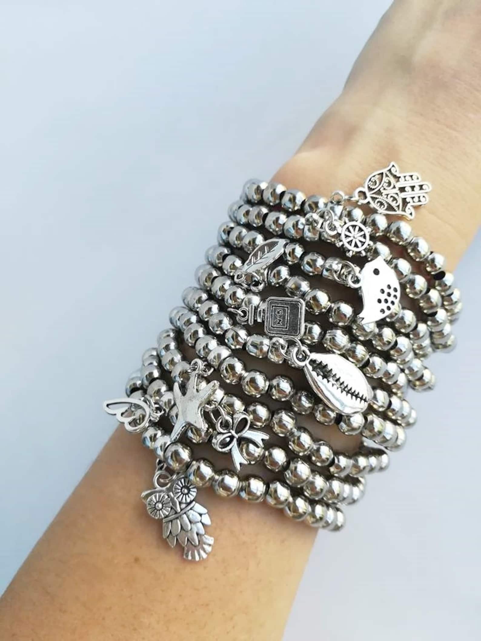 Silver Metal Beads Silver Jewelry Silver Bracelets - Etsy