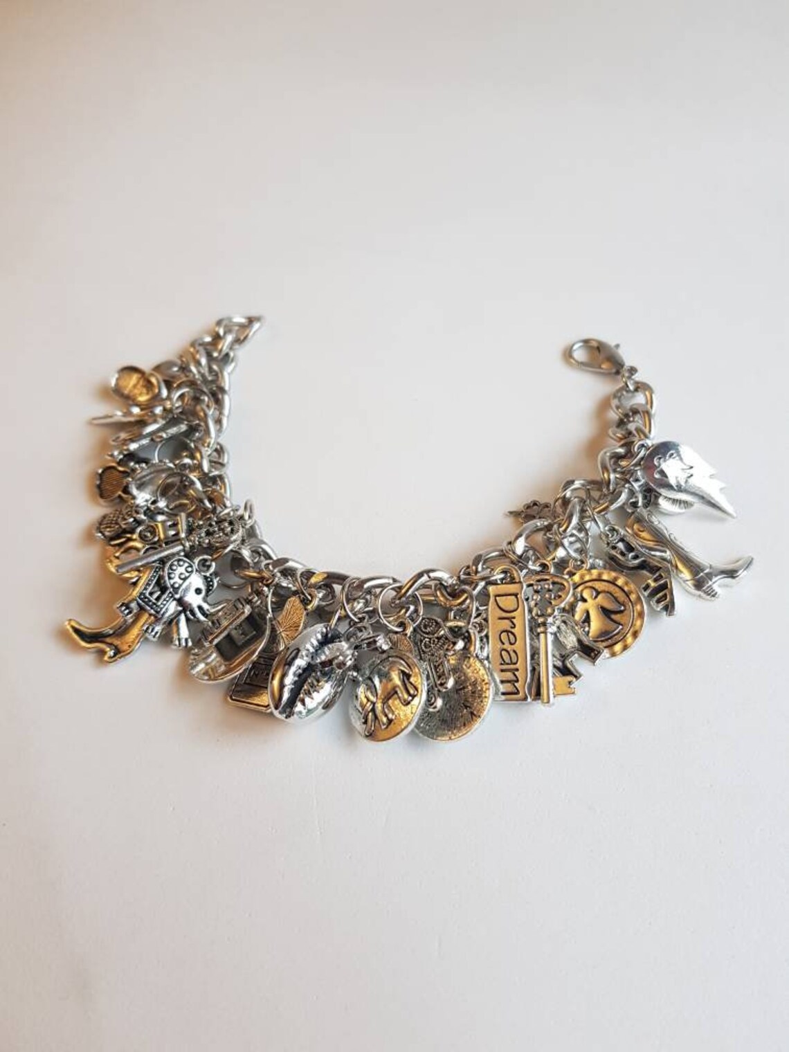 Nugget Charm Bracelet Vintage Charm Silver Bracelet Vitorian - Etsy