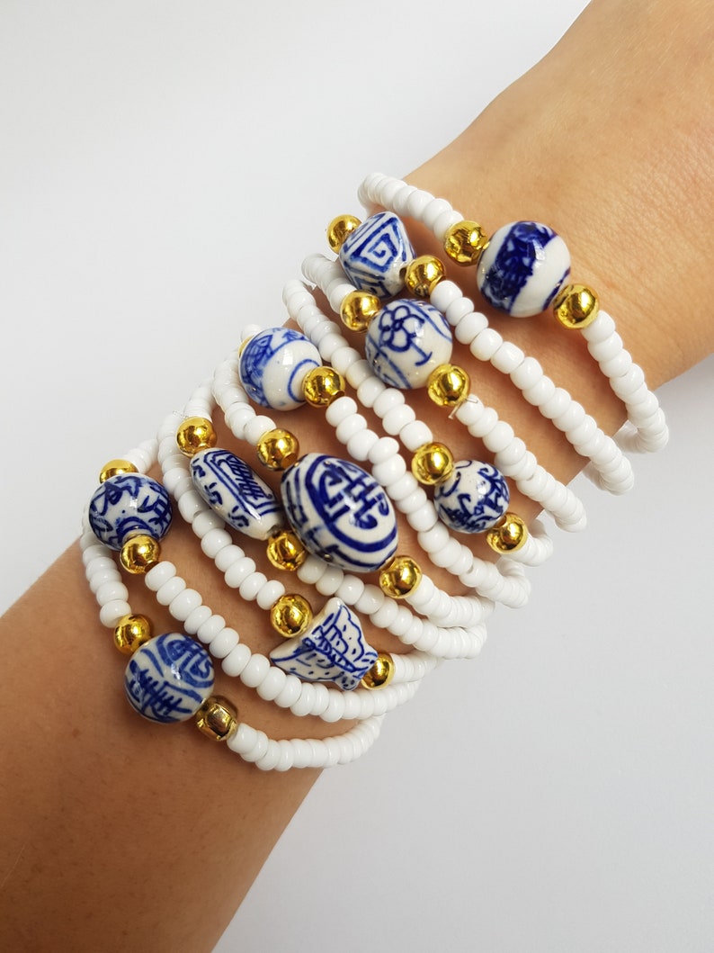 Blue and White Friendship Bracelets Boho Chic Summer - Etsy