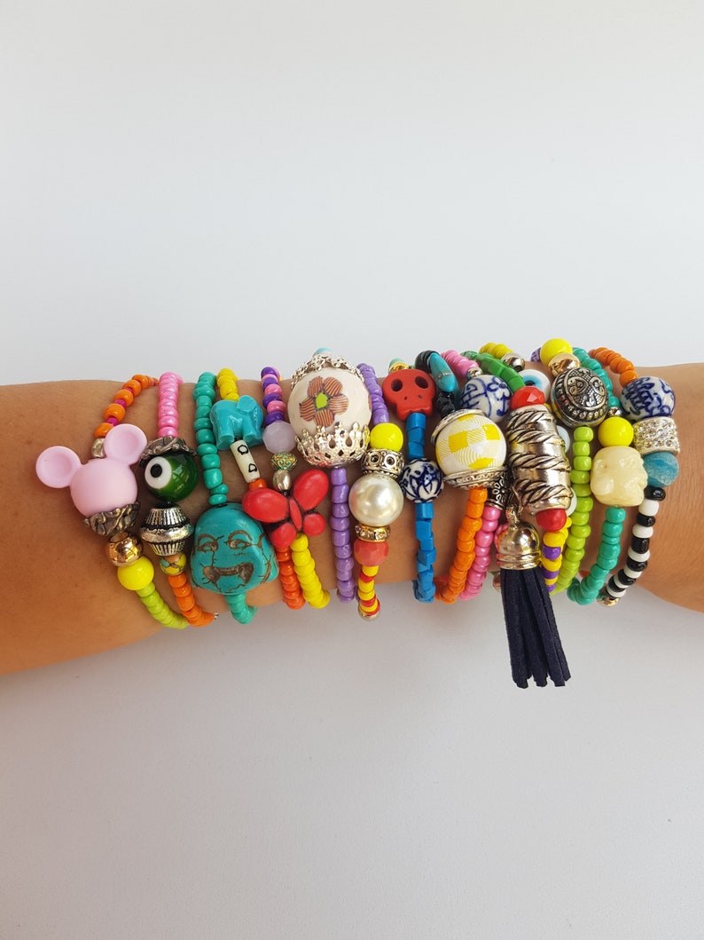 15 Boho Chic Bracelets - Stretch Bracelets - Layered Jewelry - Bohemian ...