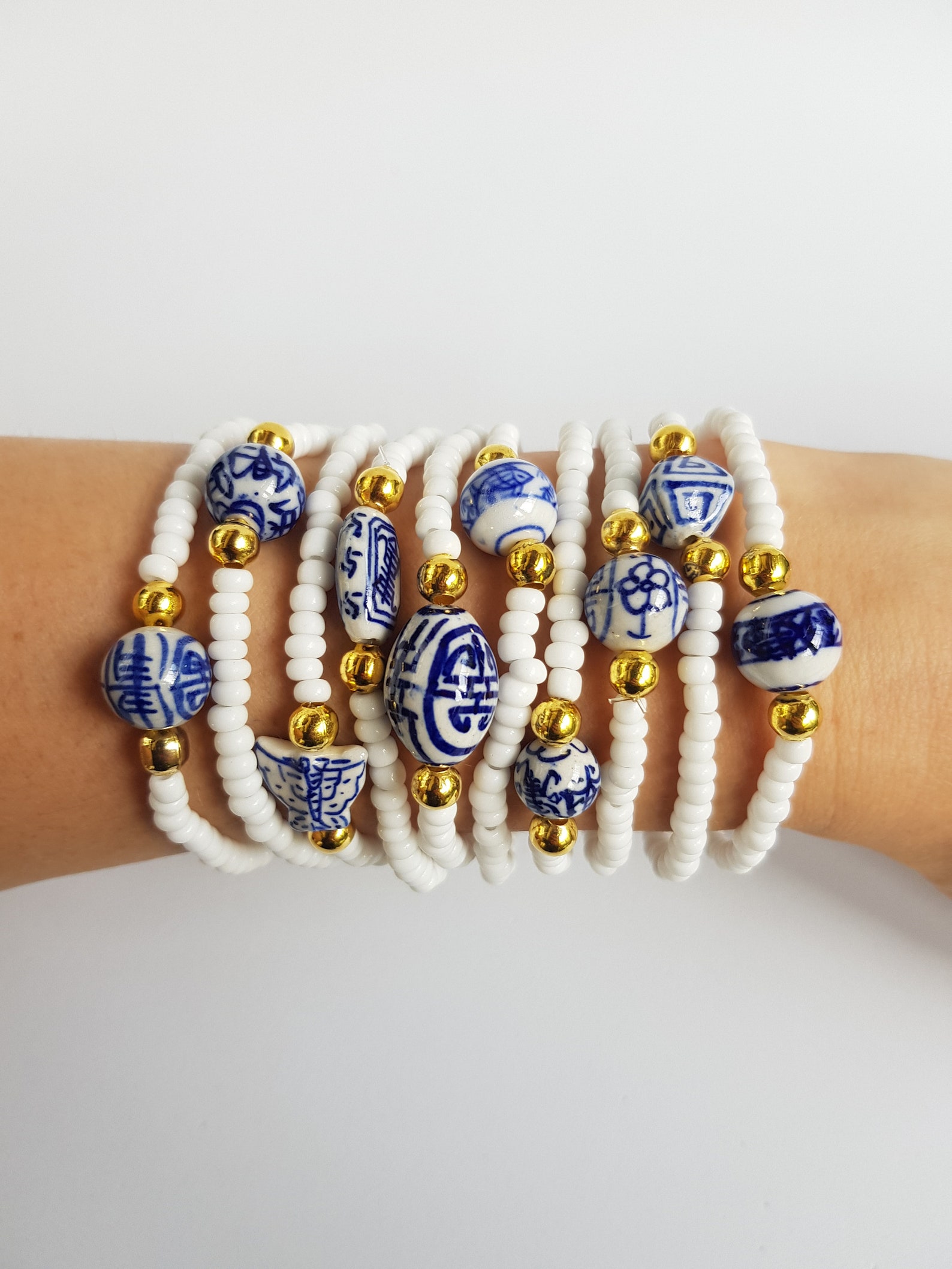 Blue and White Friendship Bracelets Boho Chic Summer - Etsy