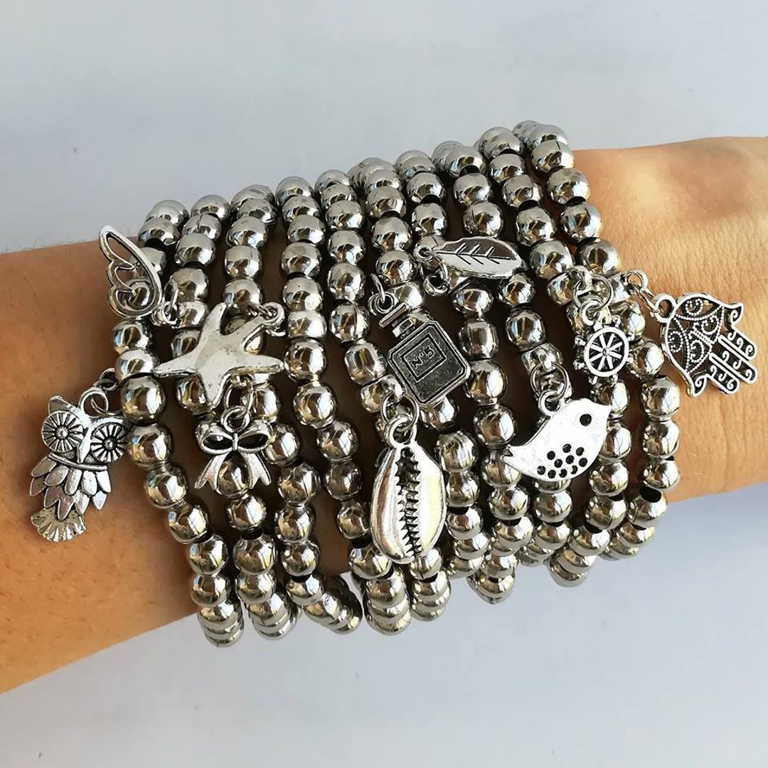 Silver Metal Beads Silver Jewelry Silver Bracelets - Etsy