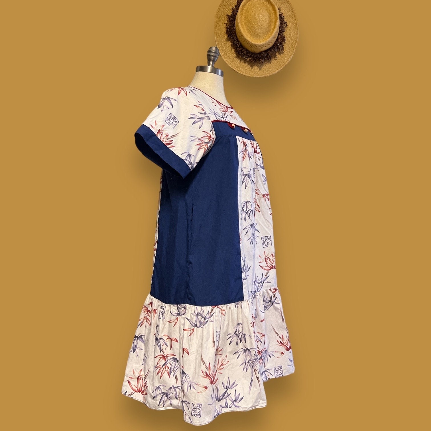 Vintage Hawaiian Shortie Muumuu Dress Bamboo Pattern Rm Malumi Hawaii ...