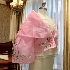 Handpainted Filipiniana Alampay Floral Shawl Maria Clara Pink Pañuelo ...