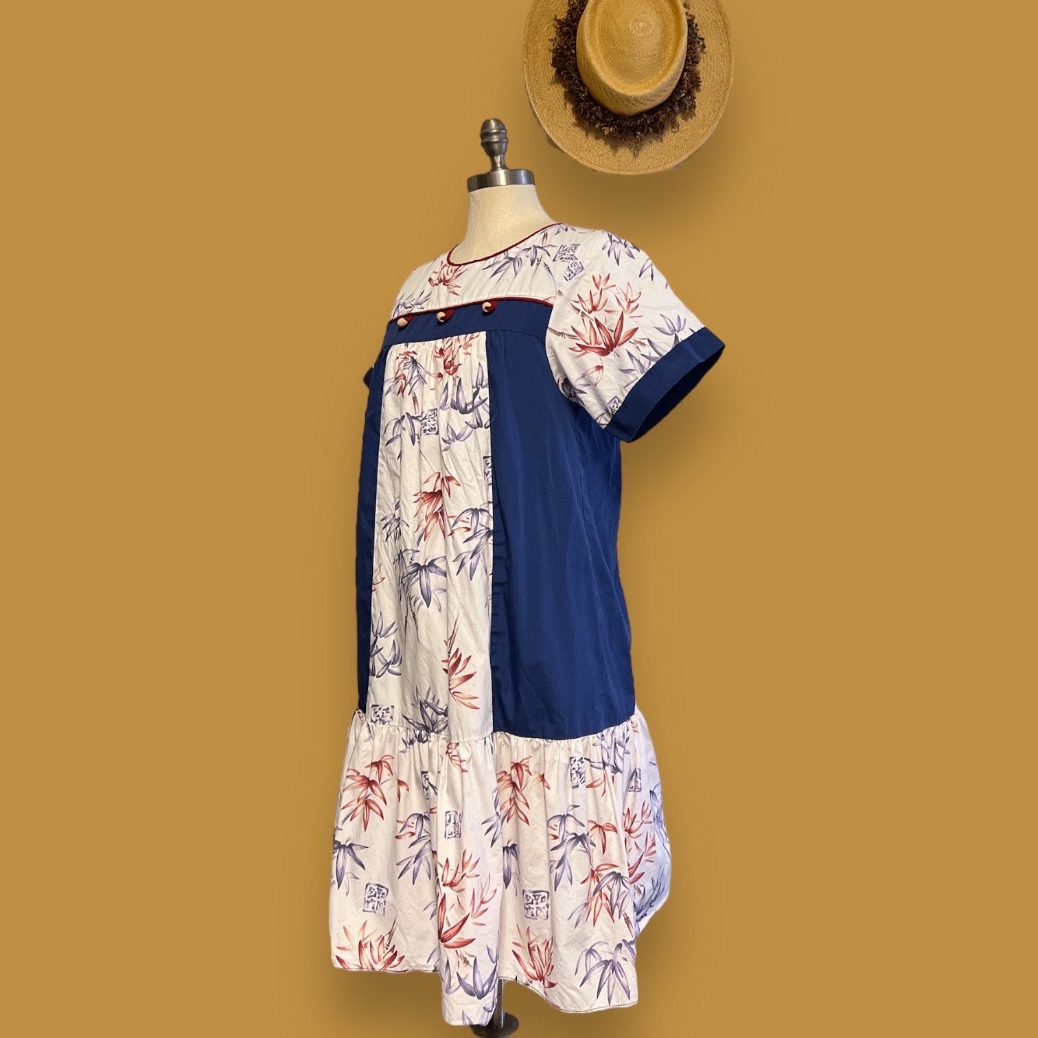 Vintage Hawaiian Shortie Muumuu Dress Bamboo Pattern Rm Malumi Hawaii ...