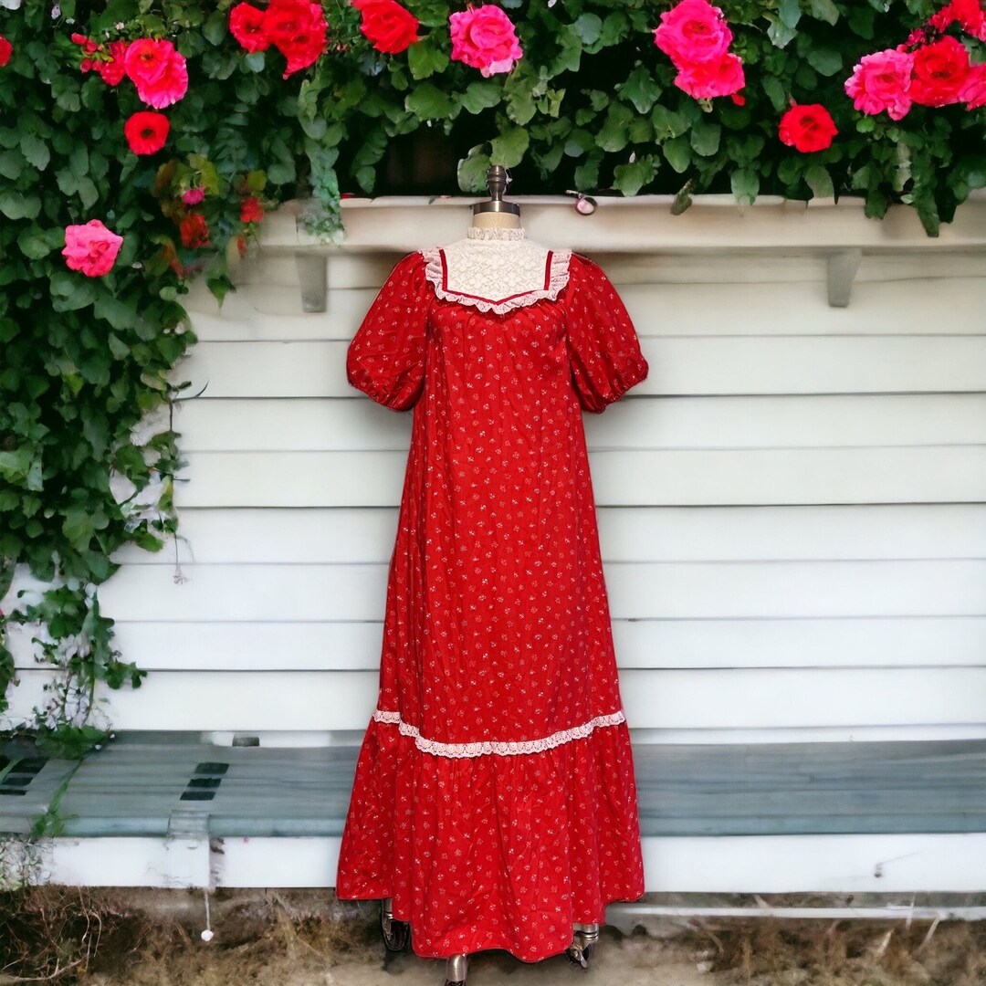 Victorian Style Vintage Cottagecore Prairie Dress Muumuu Ditsy Floral ...