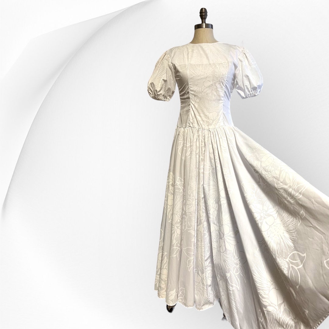 Handmade Hawaiian Muumuu Maxi Dress Hula Ohia Lehua Tropical Print ...