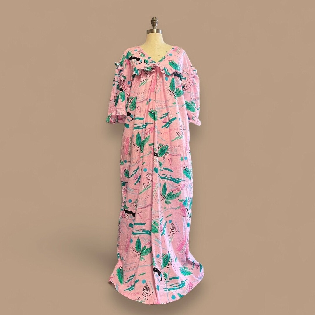 Hawaiian Muumuu Dress Maxi Hawaiian Slang Pigeon Print Size 3X Pink - Etsy