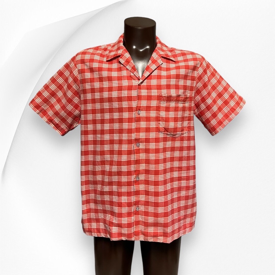 Palaka Men Plaid Orange Paniolo Size Large Hawaiian Aloha Shirt - Etsy