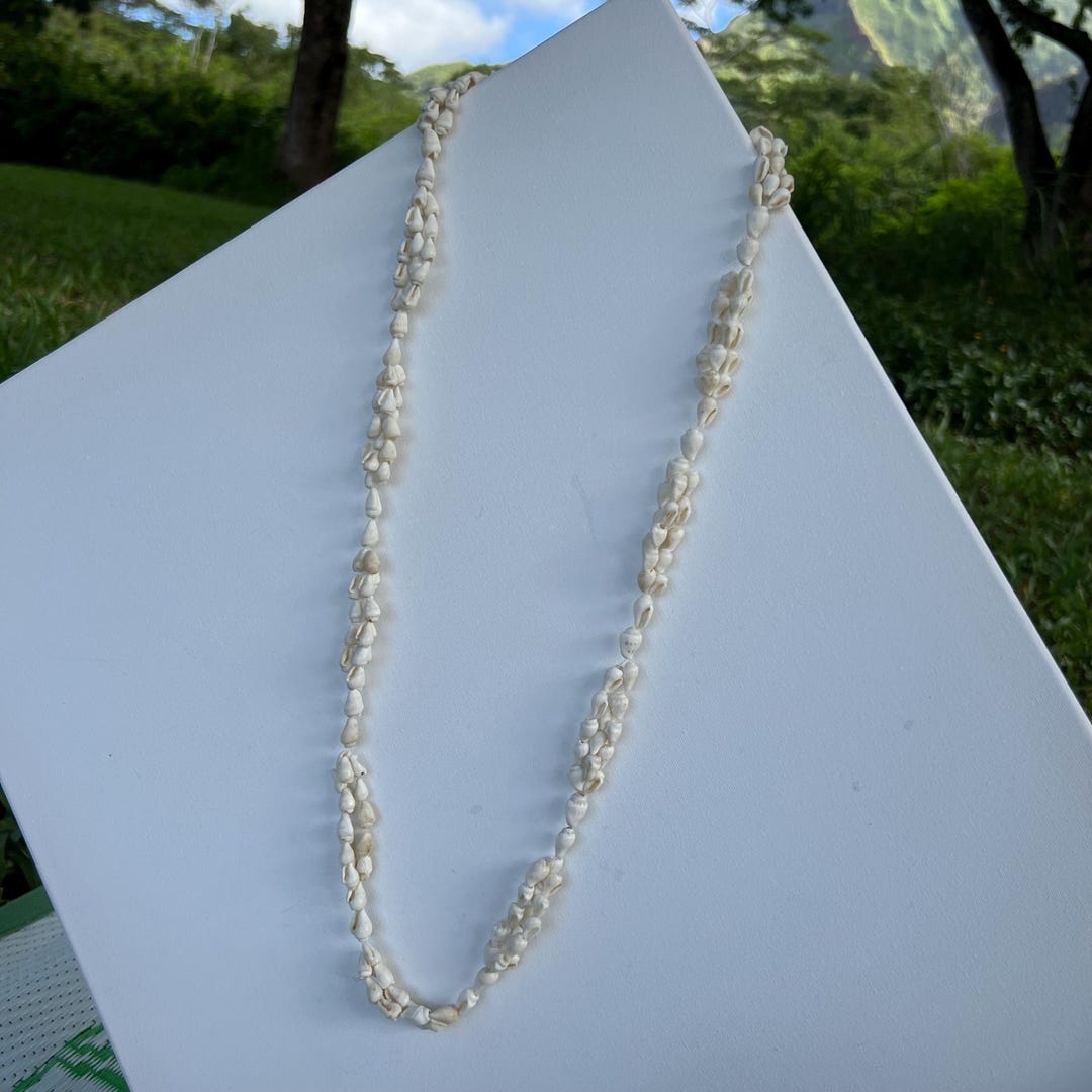 White Conch Sea Shells Necklace Ocean Boho 34” Hawaiian Sea Shell ...