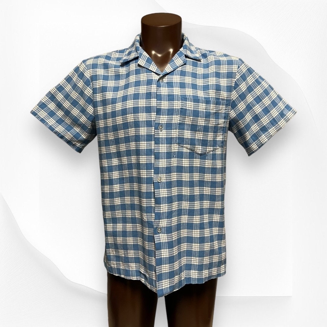 Palaka Men Plaid Blue Paniolo Size Medium Hawaiian Aloha Shirt - Etsy