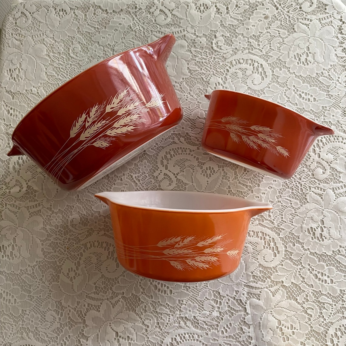 Pyrex Autumn Harvest Wheat Casserole Dish Set With One Lid - Etsy