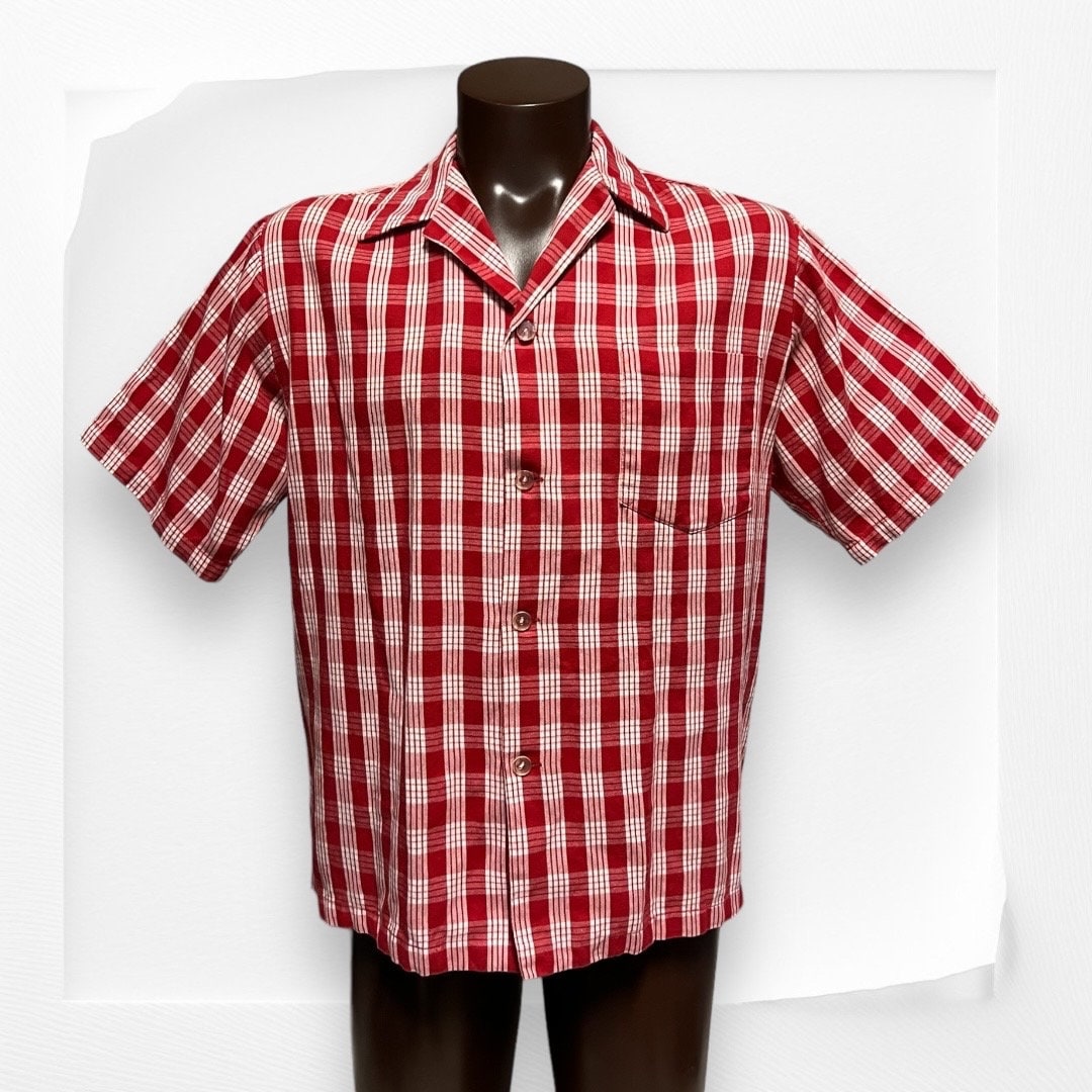 Palaka Men Plaid Red Paniolo Size Large Hawaiian Aloha Shirt - Etsy