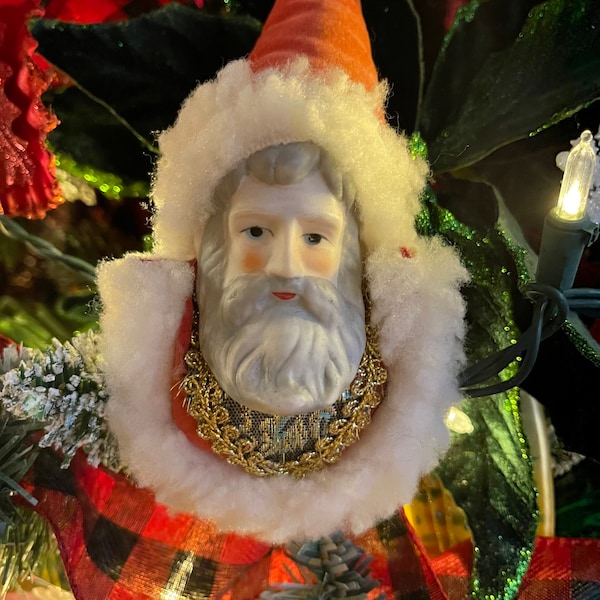 Santa Head Ornament - Etsy