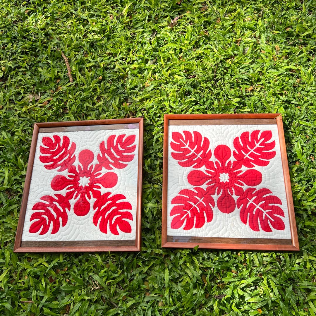 Hawaiian Quilt Ulu Breadfruit Koa Frame Set of 2 - Etsy