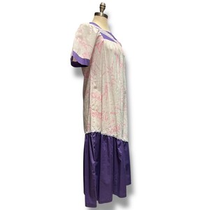 Vintage Hawaiian Muumuu Dress Square Neck Muumuu Purple Tropical Leaves ...