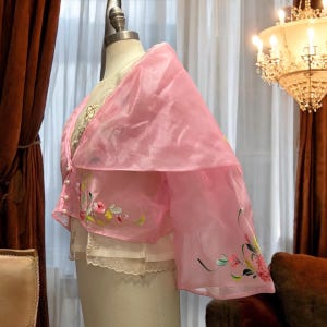 Handpainted Filipiniana Alampay Floral Shawl Maria Clara Pink Pañuelo ...